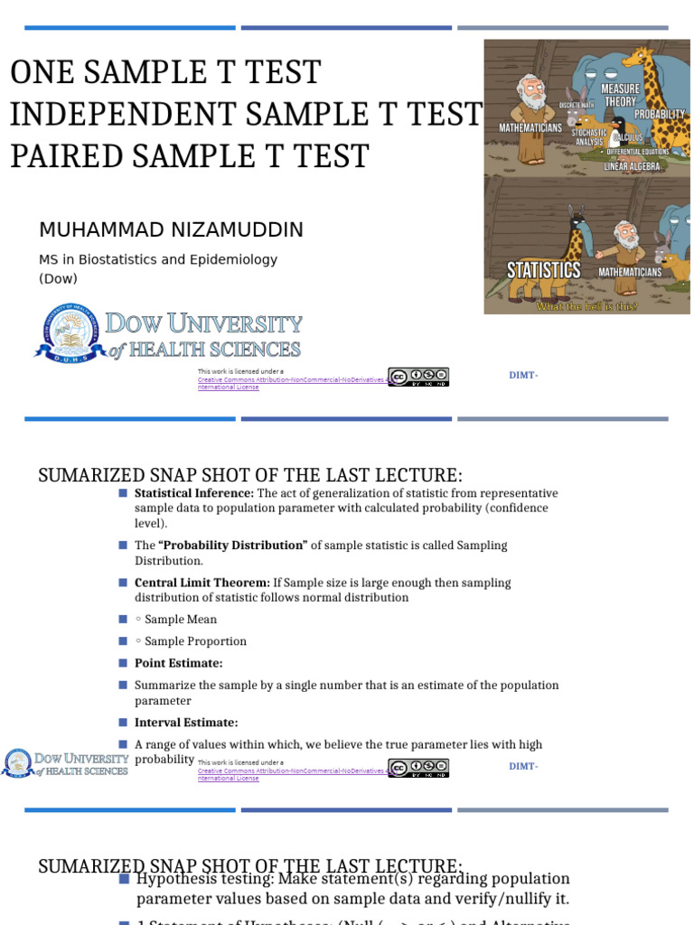 One Sample T-Test | PDF | P Value | Student's T Test