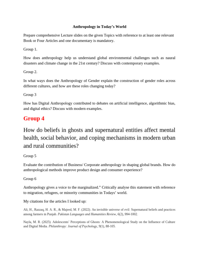 Anthropology Project | PDF