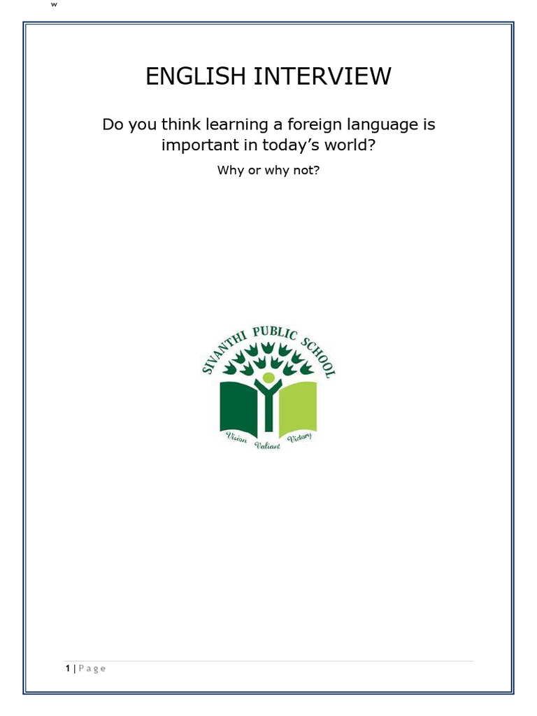 Importance of Learning Foreign Languages | PDF | Foreign Language ...