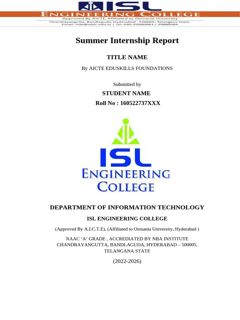 Summer Intership -1 | PDF | Educational Stages