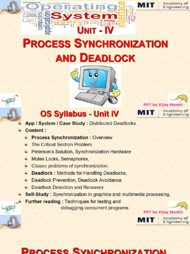 OS Unit IV - Process Synchronization and Deadlock | PDF
