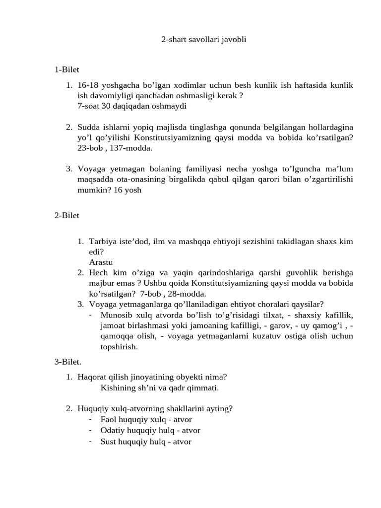 2-shart Javobli (2) | PDF