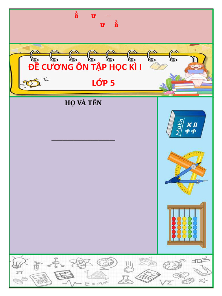 Bo de cương ôn thi Toan Lop 5 cuoi ki I | PDF