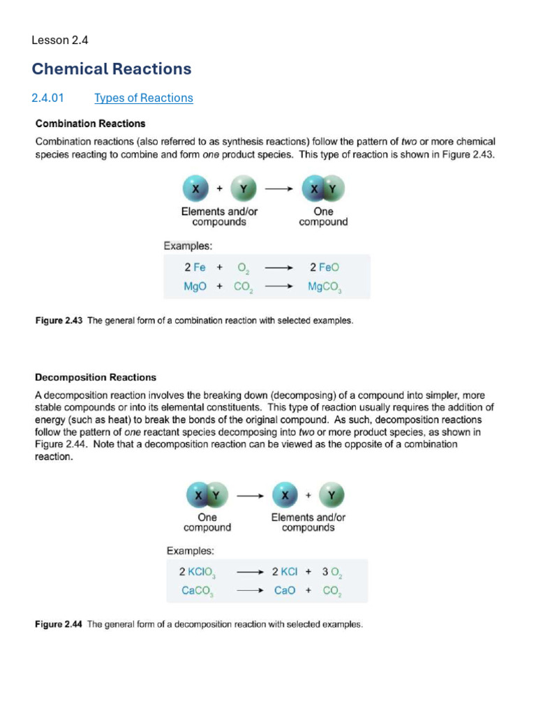 Types and Balancing of Chemical Reactions | PDF