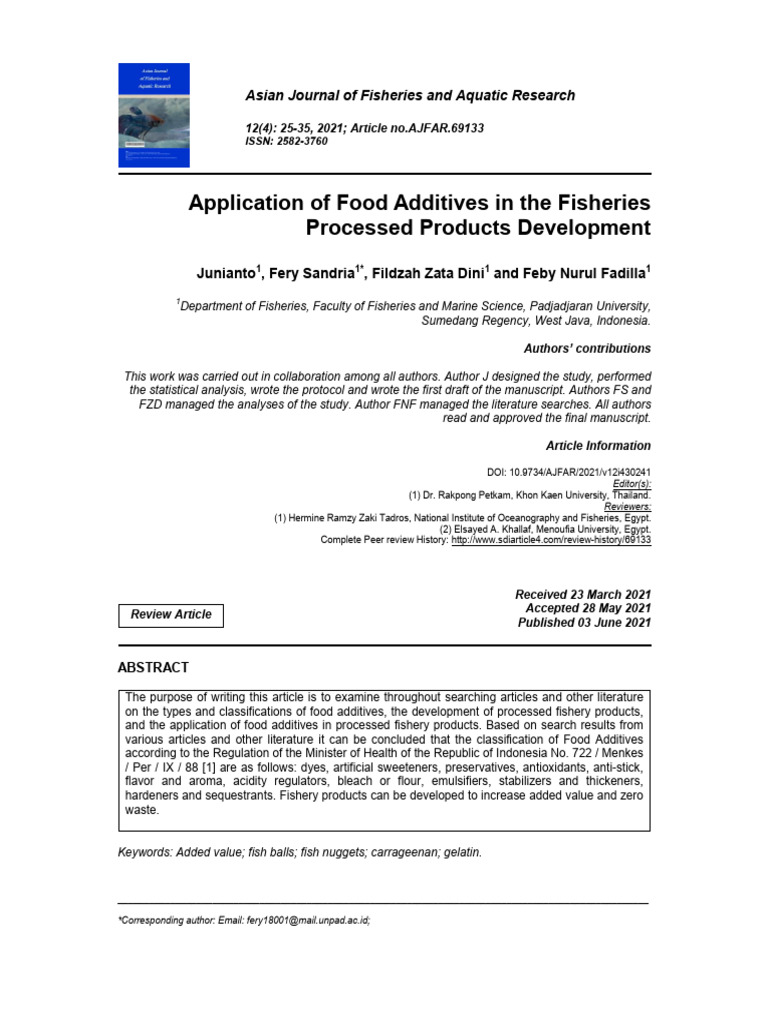 Application of Food Additives in The Fisheries Processed 36hu6gqo4a ...
