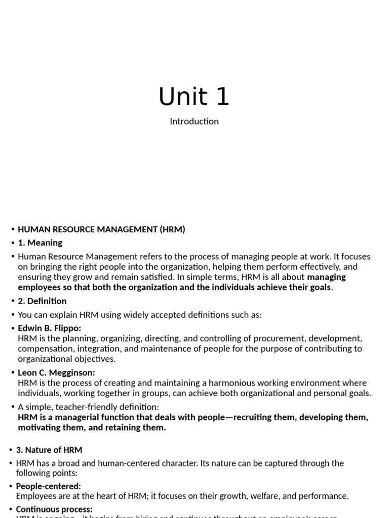 Unit 1 Introduction | PDF | Human Resource Management | Human Resources