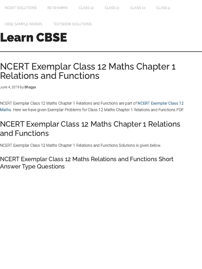 Class 12 Maths: Relations & Functions | PDF | Function (Mathematics ...