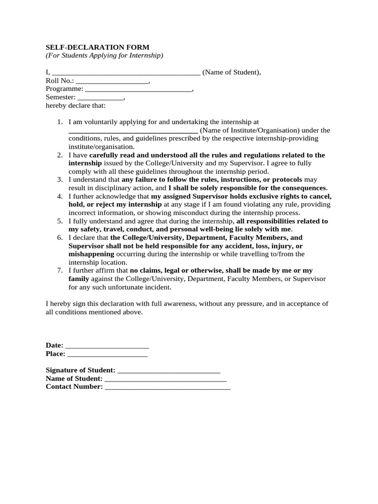 Declarartion Form | PDF