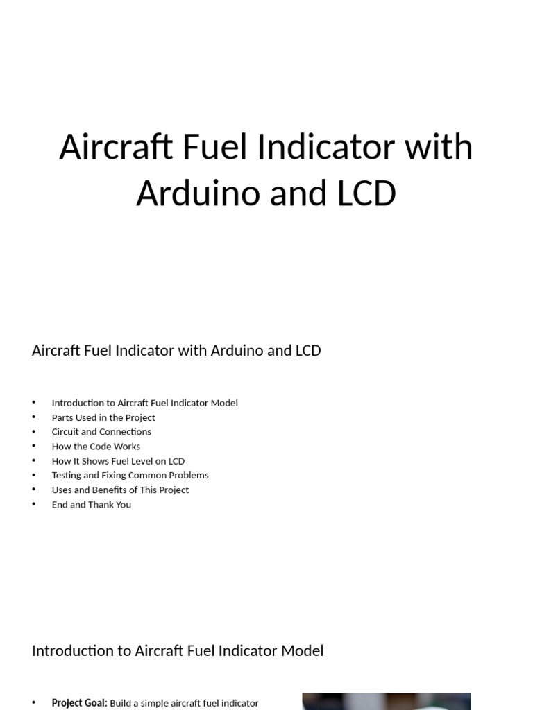Aircraft Fuel Indicator With Arduino and LCD | PDF | Arduino | Sensor