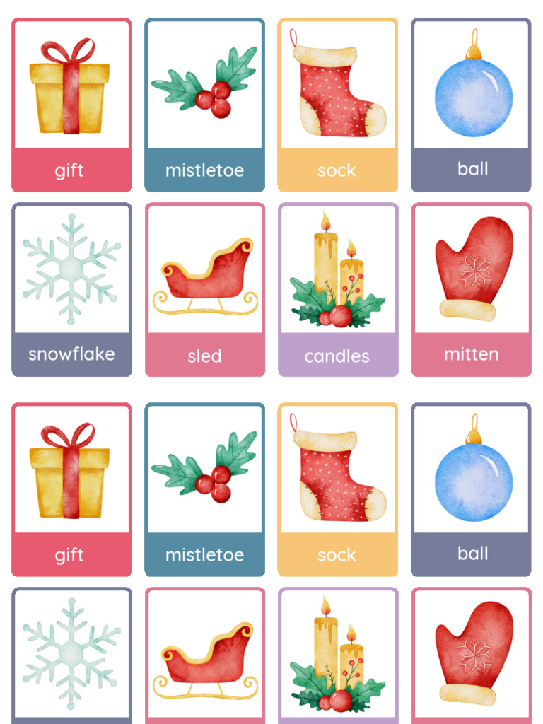 Colorful Fun Christmas Flashcards | PDF