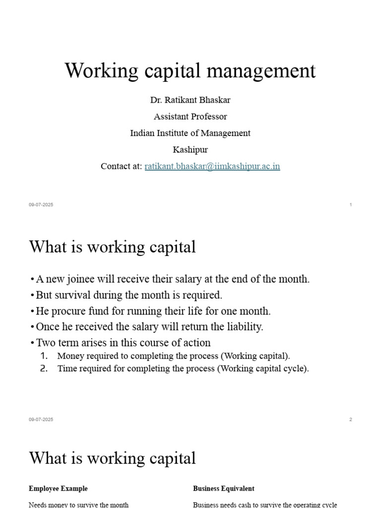 Working Capital Management | PDF | Inventory | Working Capital