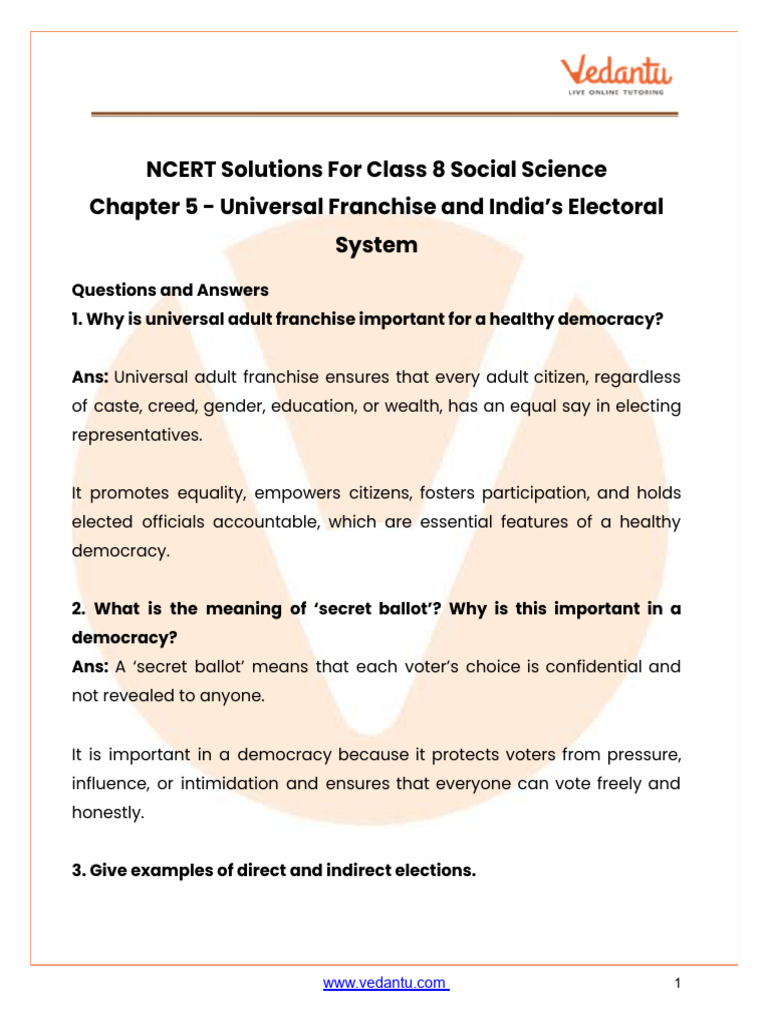 NCERT Class 8 Social Science: Elections | PDF | Elections | Voting
