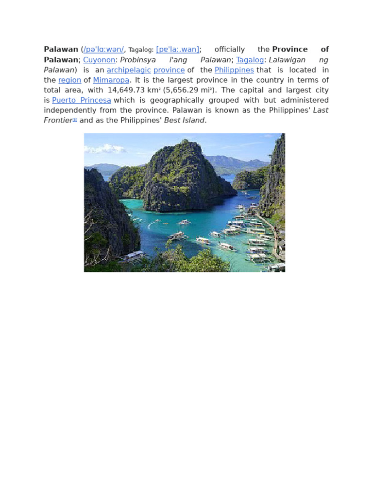 Discover Palawan: Philippines' Largest Province | PDF