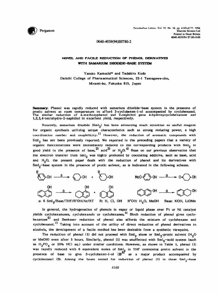 Efficient Reduction of Phenol Derivatives | PDF | Coordination Complex ...