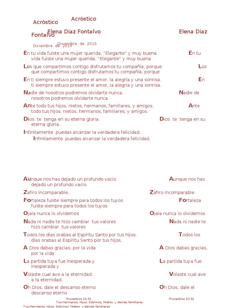 Acróstico Elena Diaz 1 | PDF