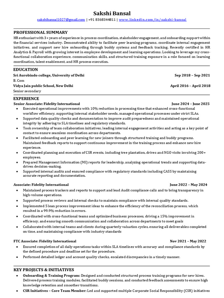 Sakshi Resume | PDF | Corporate Social Responsibility | Audit