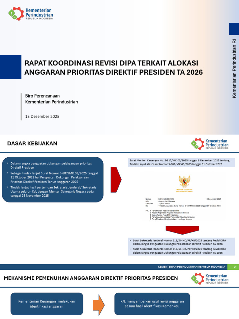 Revisi DIPA Anggaran Prioritas 2026 | PDF