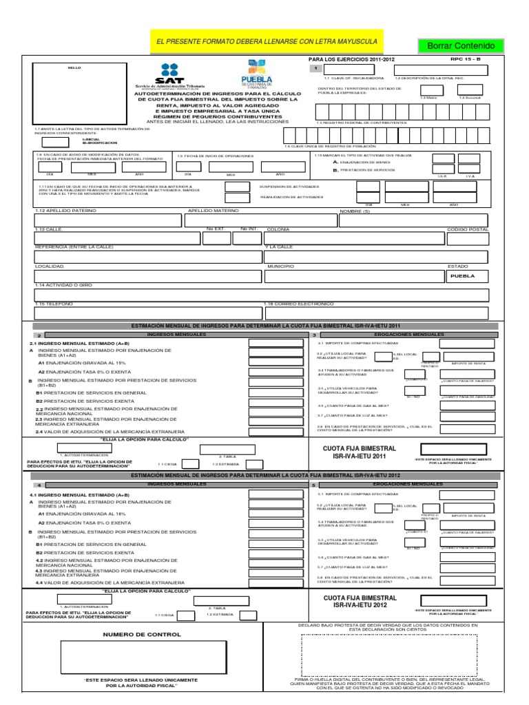 Formato RPC 15 B 2011-2012 Completa | PDF | Impuesto sobre la renta ...