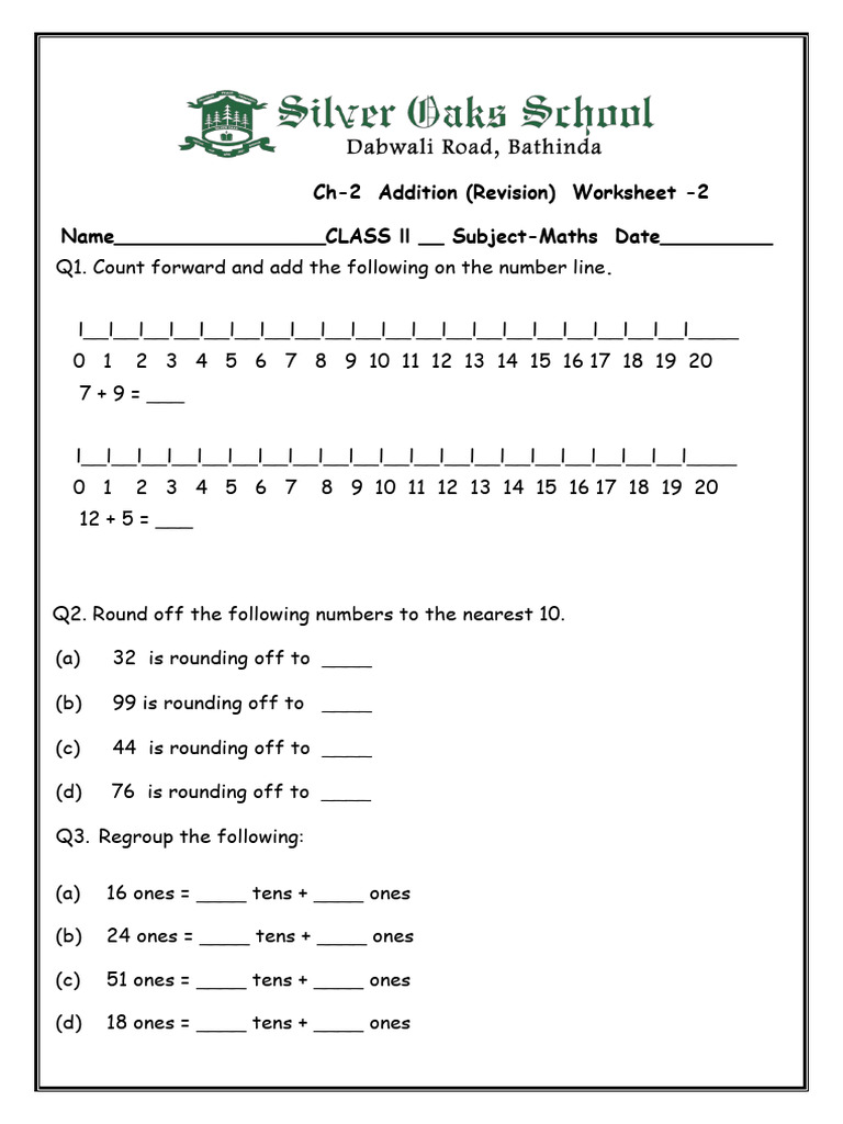 Maths Ch-2 Addition Ws-2 | PDF