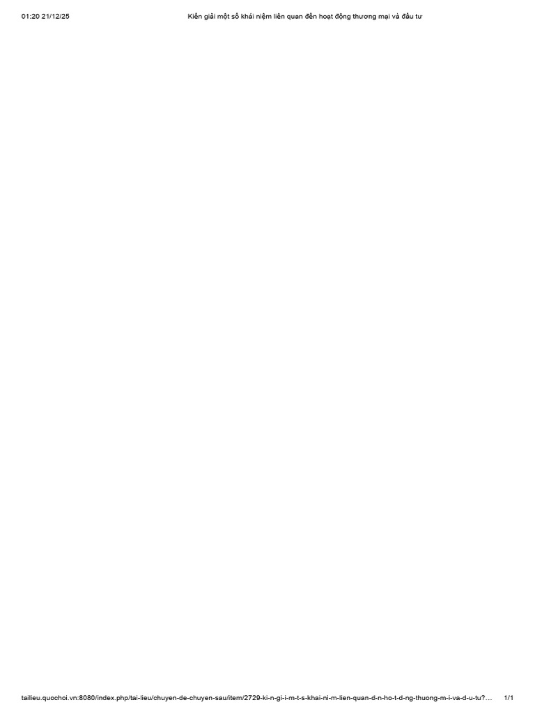 Kiến Giải Một Số Khái Niệm Liên Quan Đến Hoạt Động Thương Mại Và Đầu Tư ...