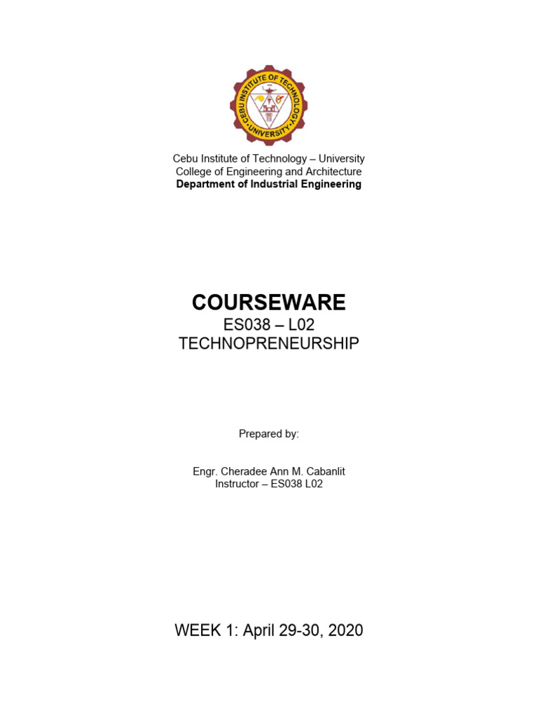 Introduction to Technopreneurship Course | PDF | Entrepreneurship ...