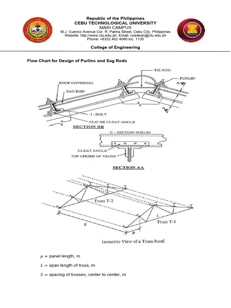 Flow Chart For Design of Purlin and Sag and Tie Rods | PDF | Bending ...