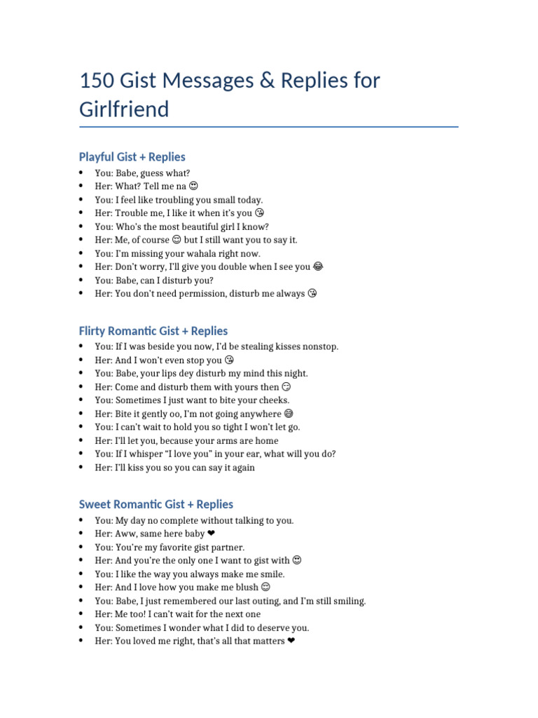 150 Gist Messages for Girlfriends | PDF