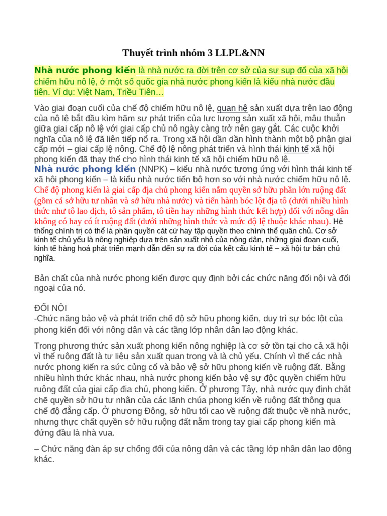 Thuyết trình nhóm 3 LLPL | PDF