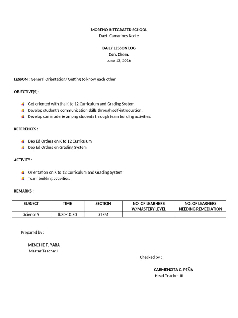 Daily Lesson Log: Consumer Chemistry | PDF | Organic Chemistry | Chemistry