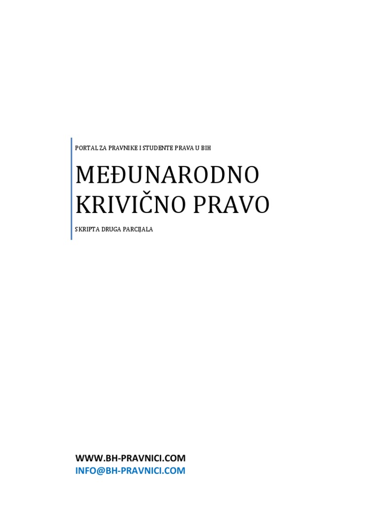 Medjunarodno Krivicno Pravo Skripta 2 Parcijala Pdf