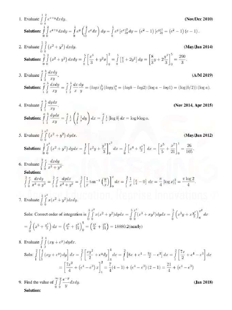 Practice Multiple Integrals | PDF