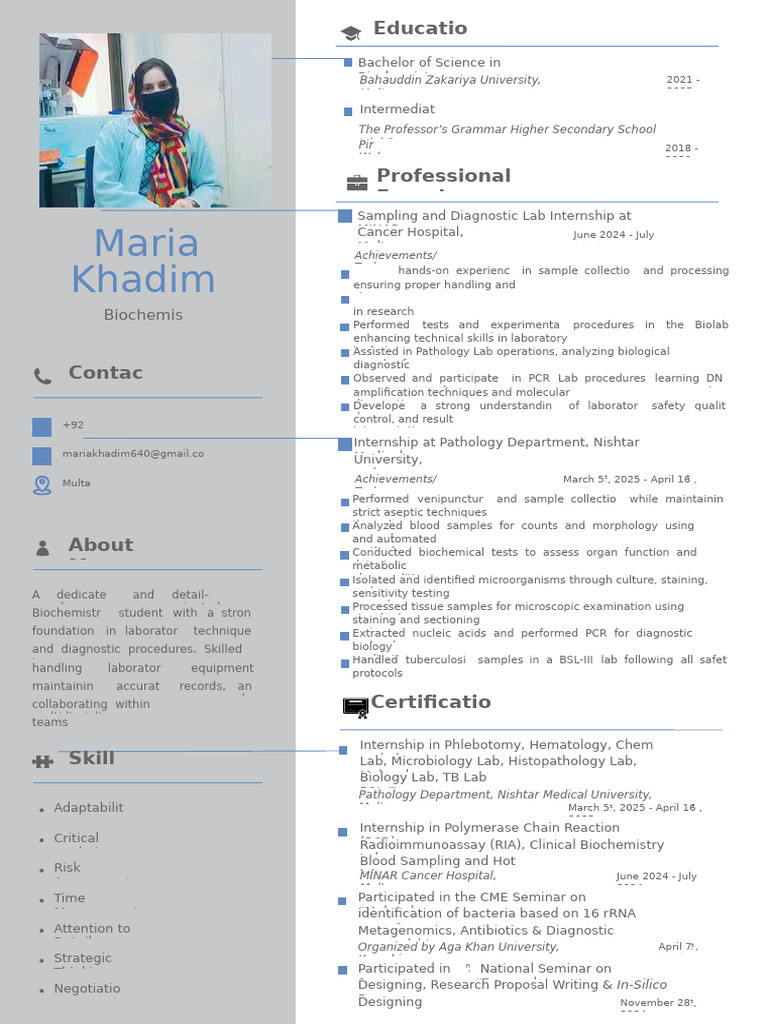 Maria CV | PDF | Polymerase Chain Reaction | Pathology