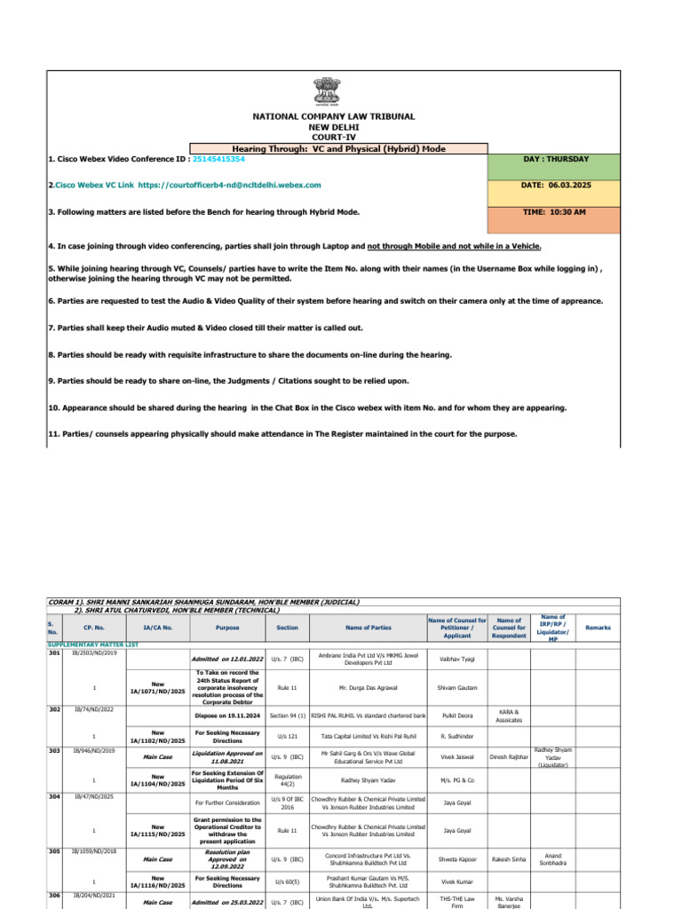 New Delhi Bench 4 Cause List | PDF | Liability (Financial Accounting ...