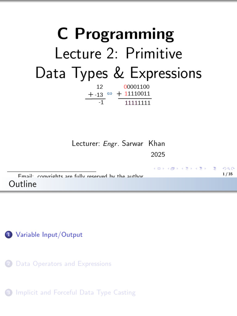 C Programming: Data Types & Expressions | PDF | Computer Engineering ...