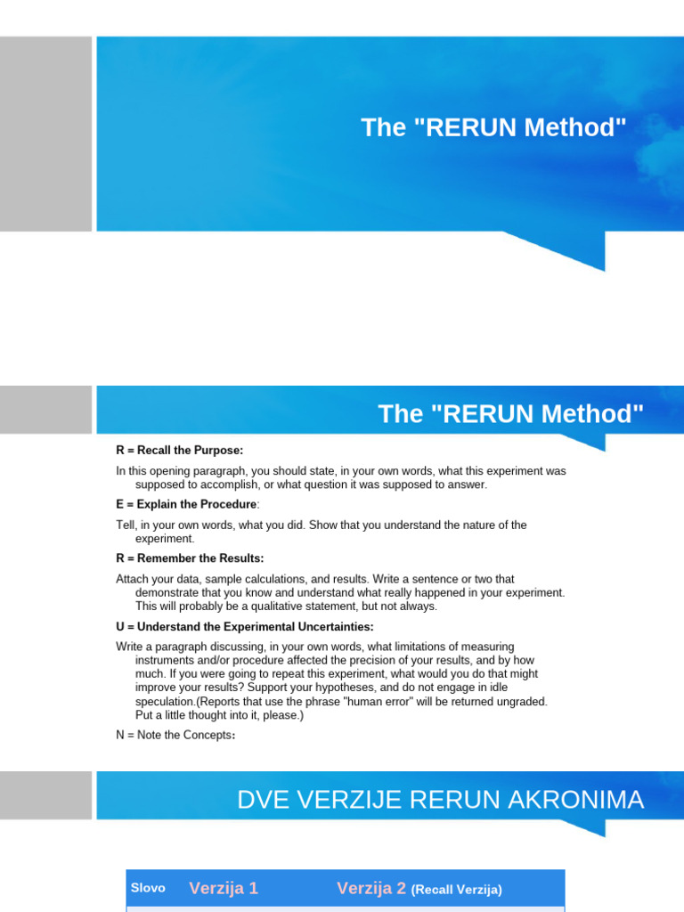 The RERUN Method | PDF | Experiment | Scientific Method