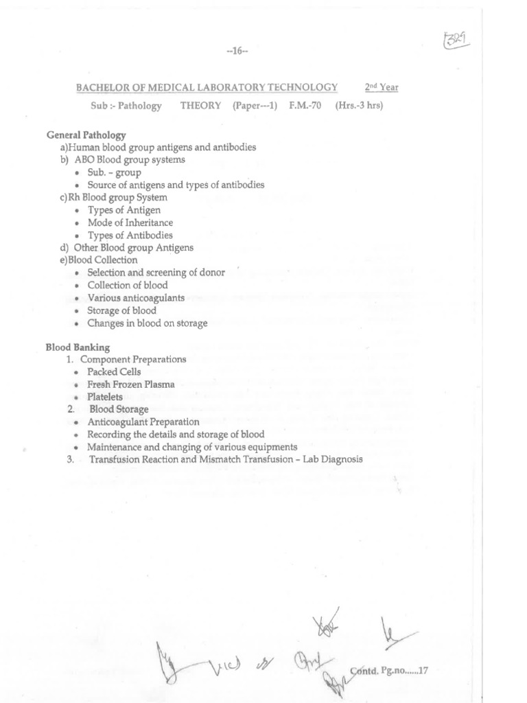 Bmlt 2nd Years Syllabus | PDF