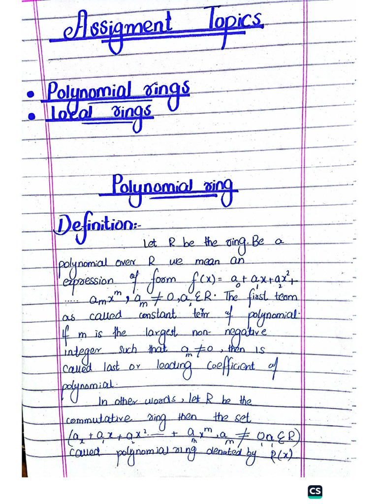 Presentation (Polynomial Ring & Local Ring) | PDF