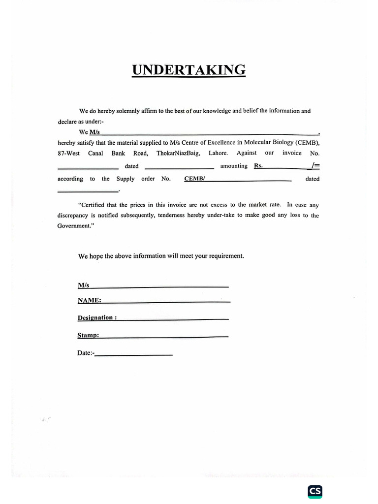 Undertaking Stamp Act | PDF