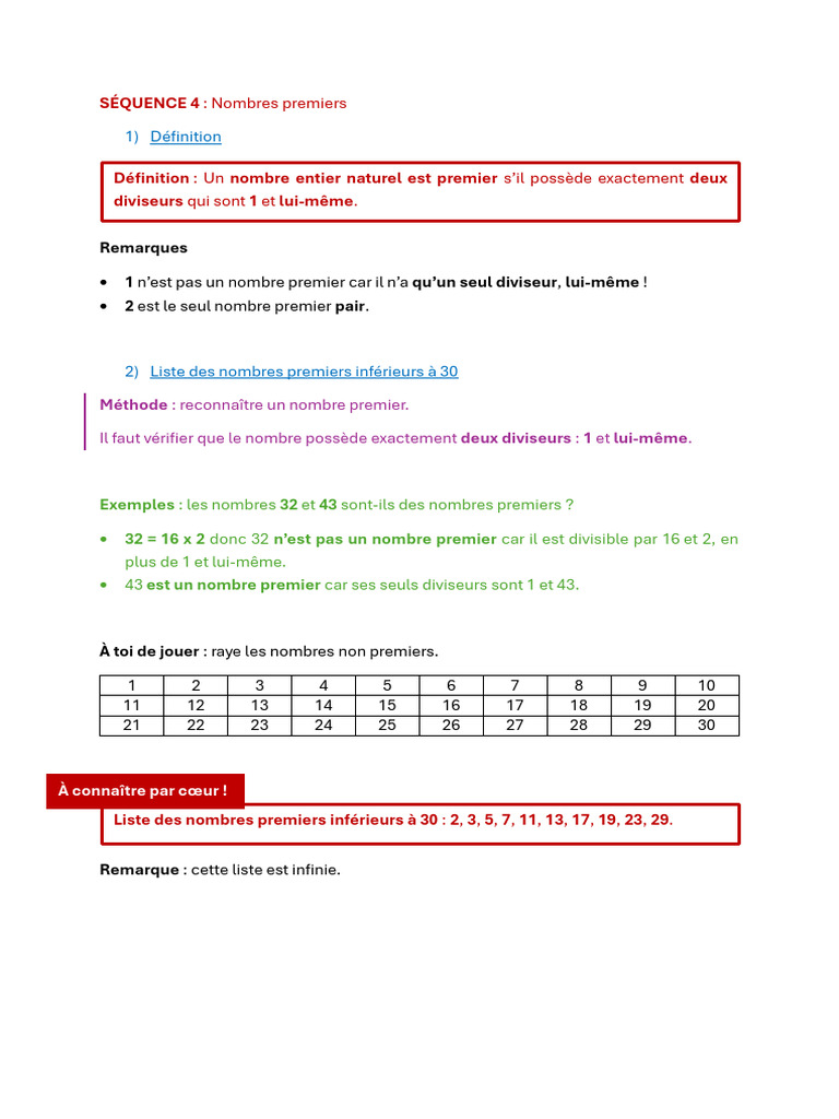 Comprendre les nombres premiers et leur décomposition | PDF | Nombre ...