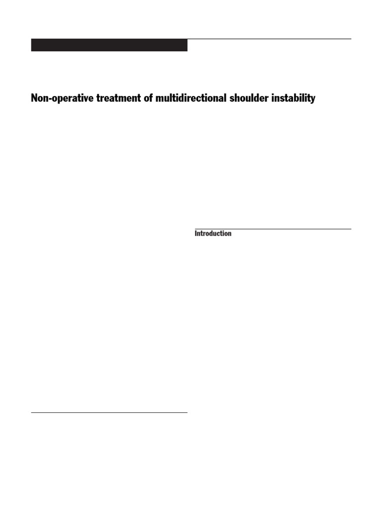 Non-Operative Treatment for Shoulder Instability | PDF | Joints ...