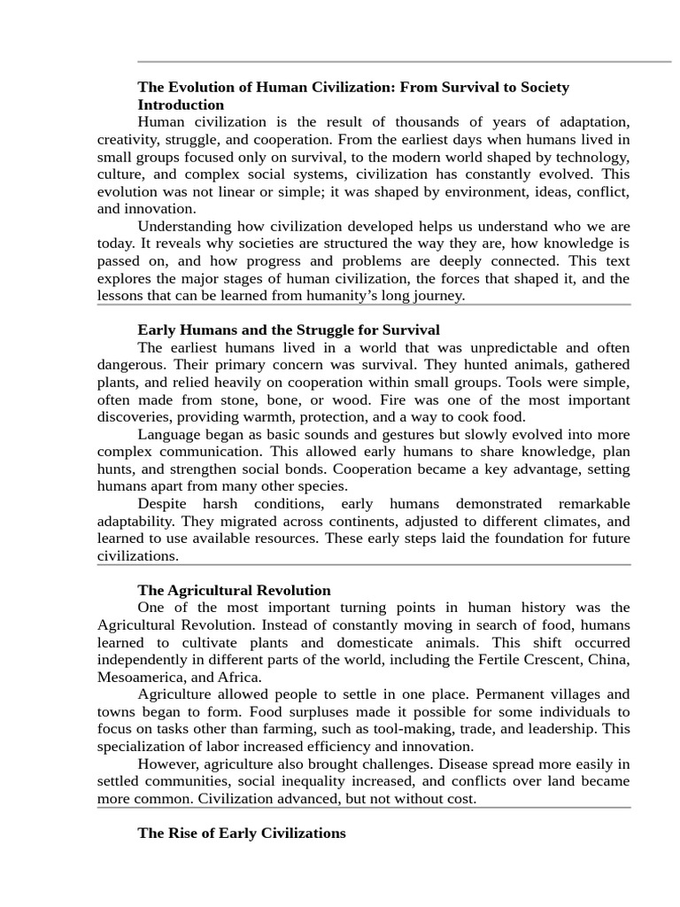 Evolution of Human Civilization Explained | PDF | Civilization | Science