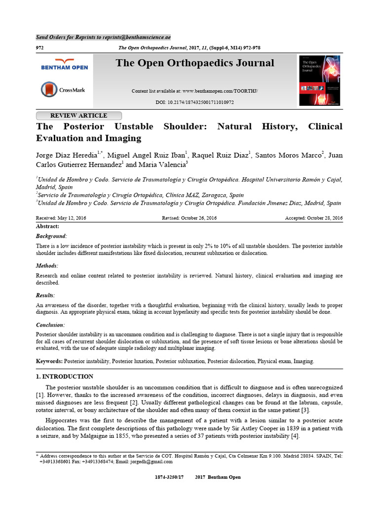 Posterior Unstable Shoulder Review | PDF | Anatomical Terms Of Motion ...