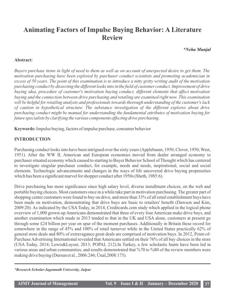 Animating Factors of Impulse Buying Behavior A Lit | PDF | Motivation ...