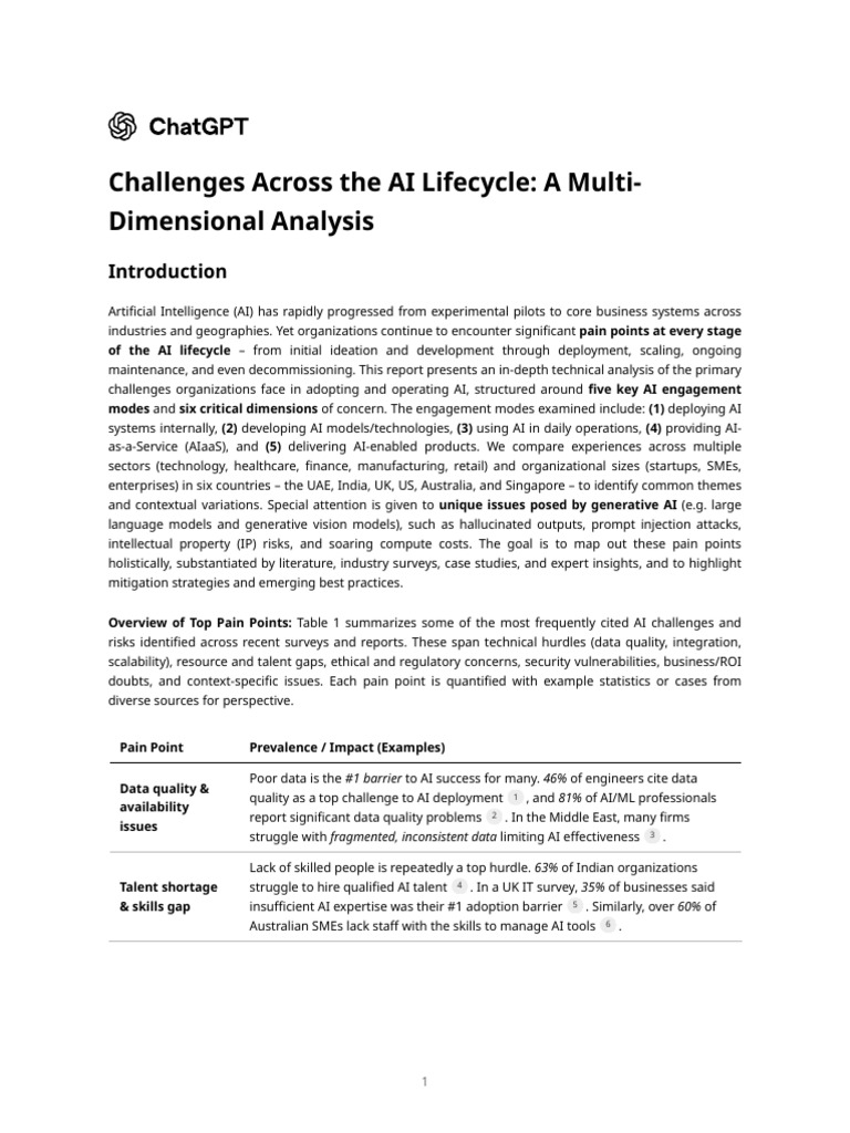 Challenges Across The AI Lifecycle - A Multi-Dimensional Analysis | PDF ...