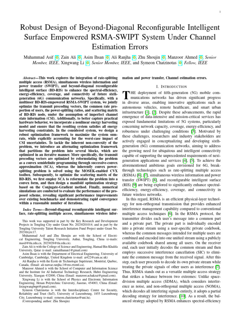 RSMA-SWIPT with BD-RIS Optimization | PDF | Mathematical Optimization ...