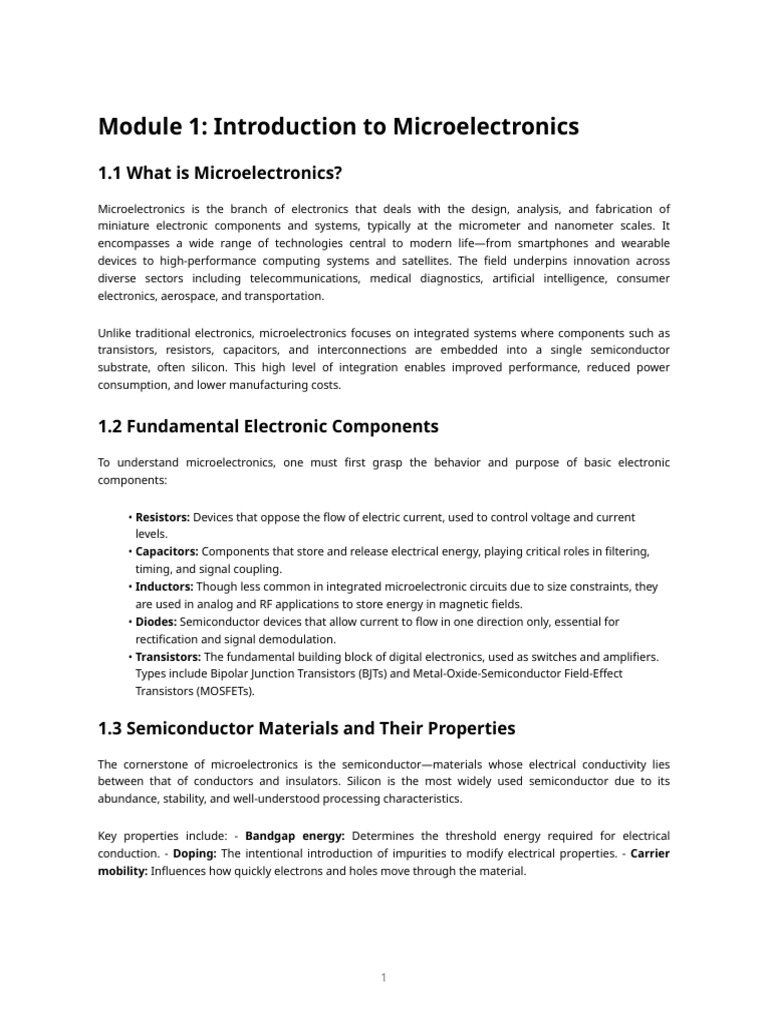 Module 1 - Introduction To Microelectronics | PDF | Integrated Circuit ...