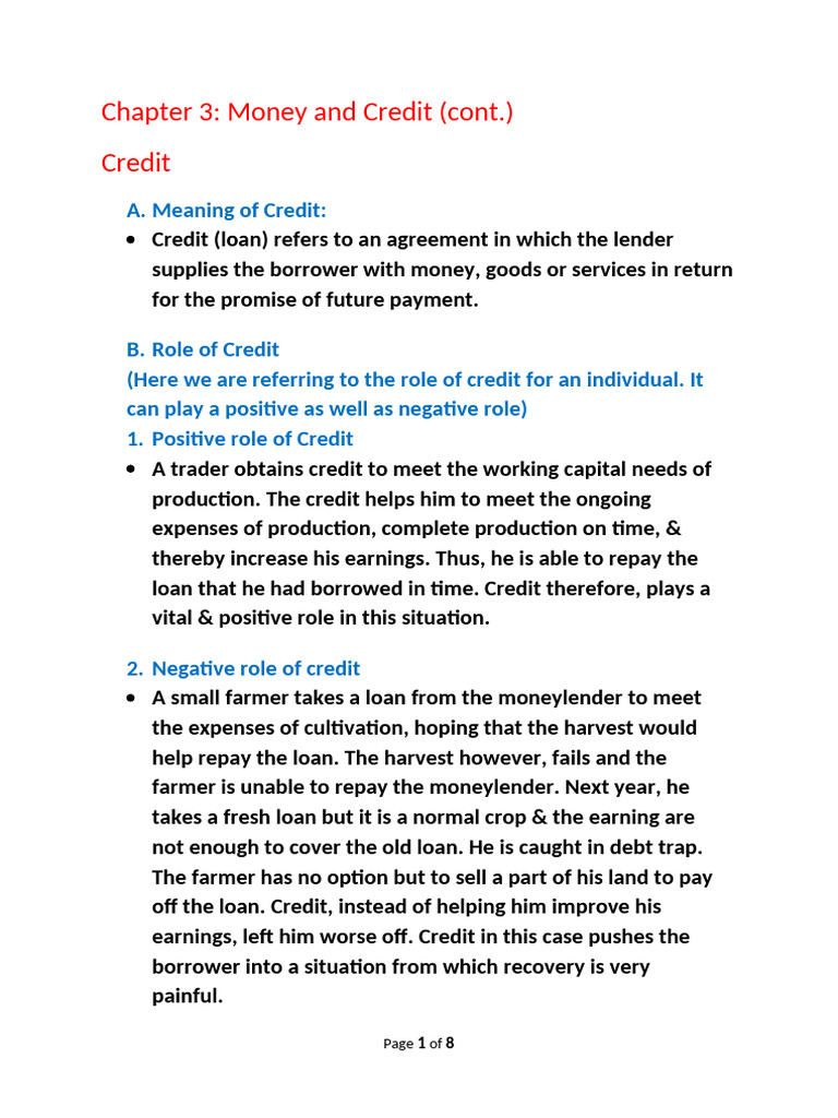 Chapter 3 (Part C Credit) | PDF | Credit | Finance & Money Management