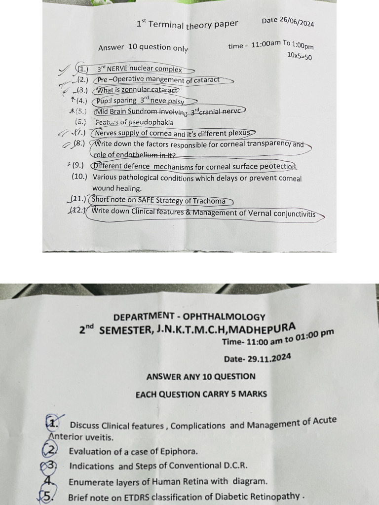 Optha Terminal Paper 2k21 | PDF