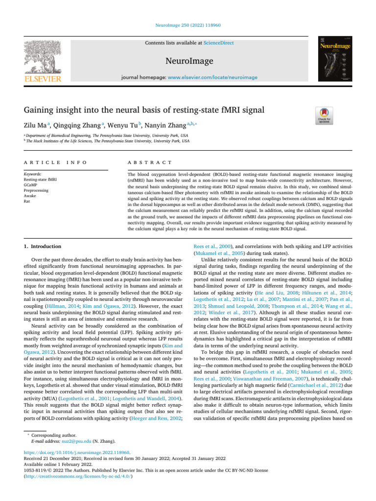 Gaining Insight Into The Neural Basis of Resting-State FMRI Signal ...