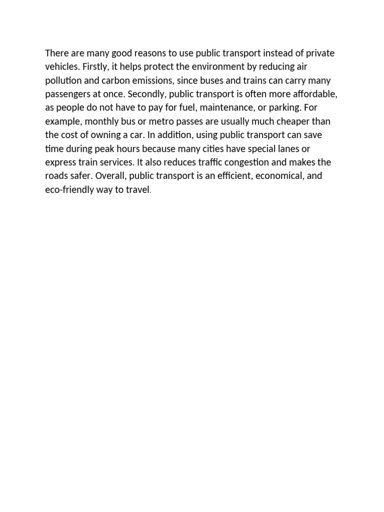 Benefits of Using Public Transport | PDF